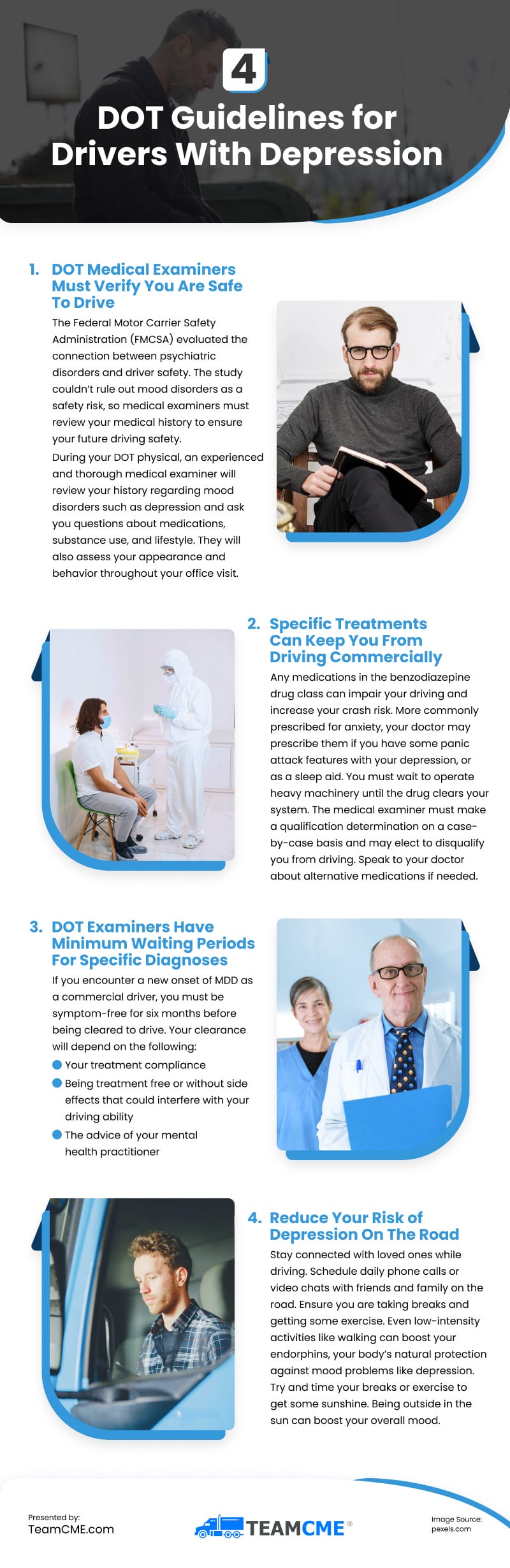 4 DOT Guidelines for Drivers with Depression Infographic