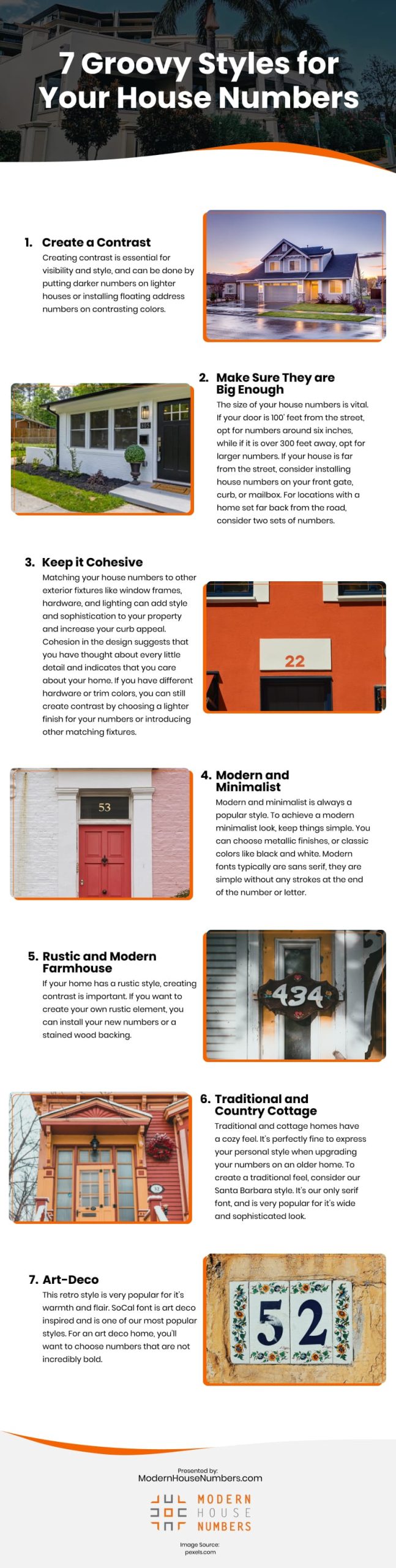 7 Groovy Styles for Your House Numbers Infographic