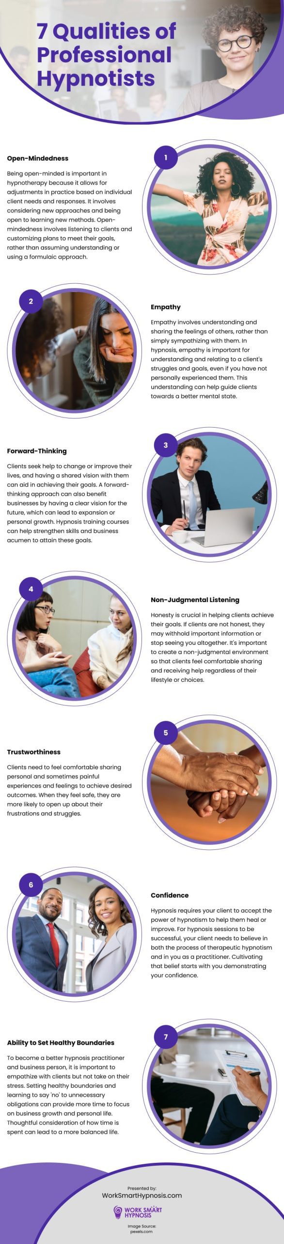 7 Qualities of Professional Hypnotists Infographic