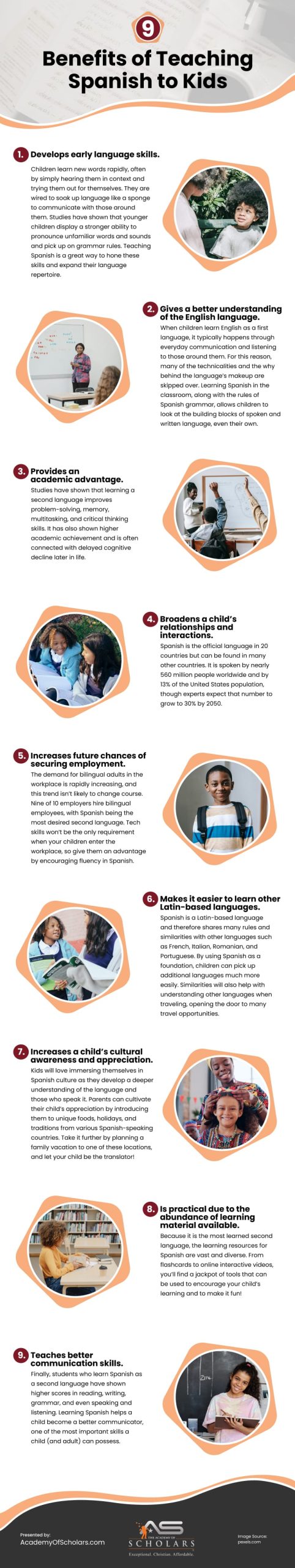 9 Benefits of Teaching Spanish to Kids Infographic