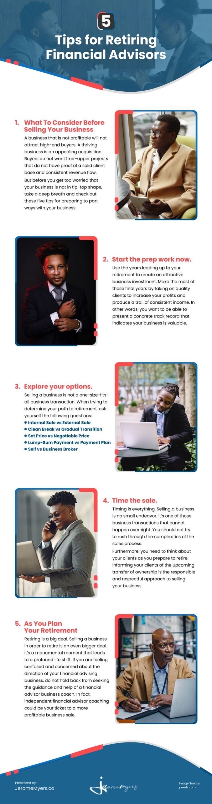 5 Tips for Retiring Financial Advisors Infographic