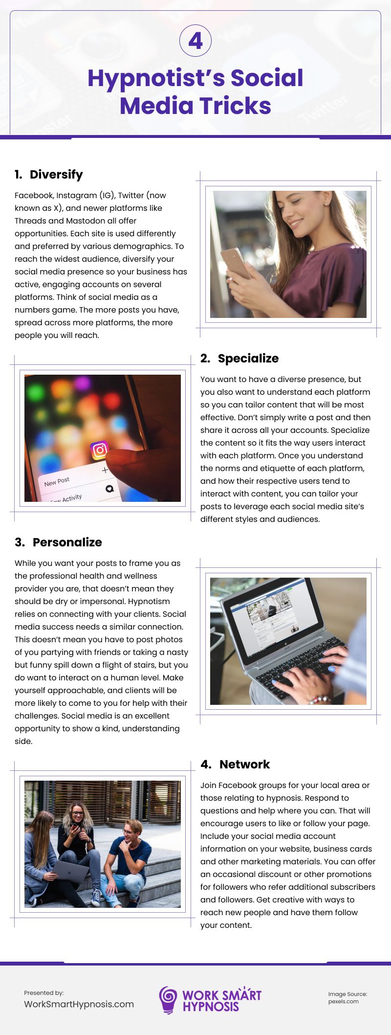 4 Hypnotist's Social Media Tricks Infographic