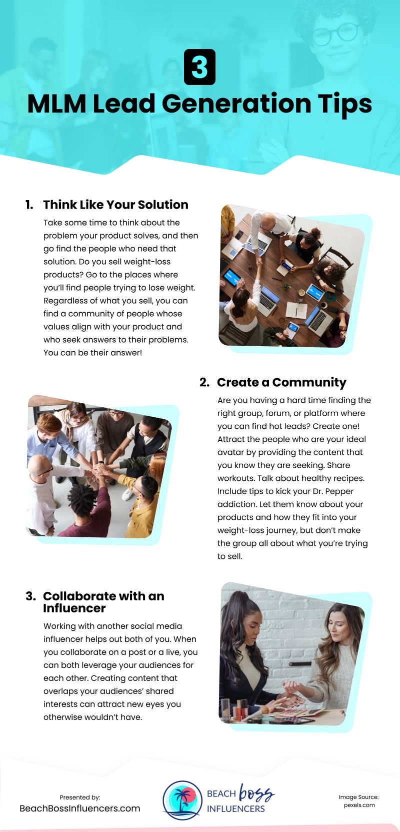 3 MLM Lead Generation Tips Infographic