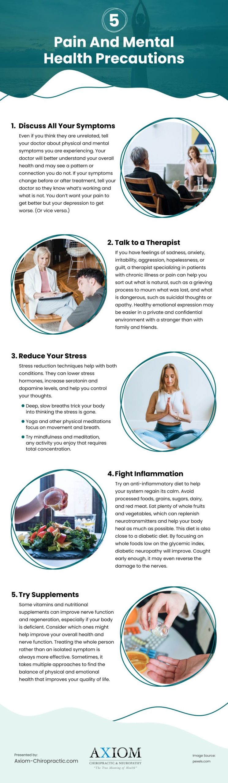 5 Pain and Mental Health Precautions Infographic 5 Pain and Mental Health Precautions Infographic