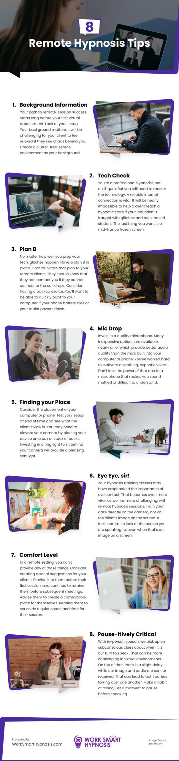 8 Remote Hypnosis Tips Infographic