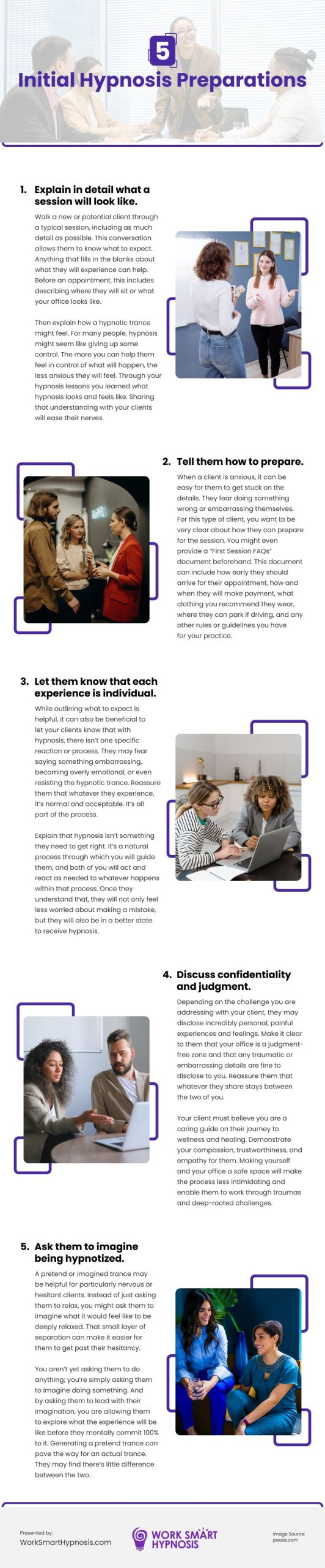 5 Initial Hypnosis Preparations Infographic
