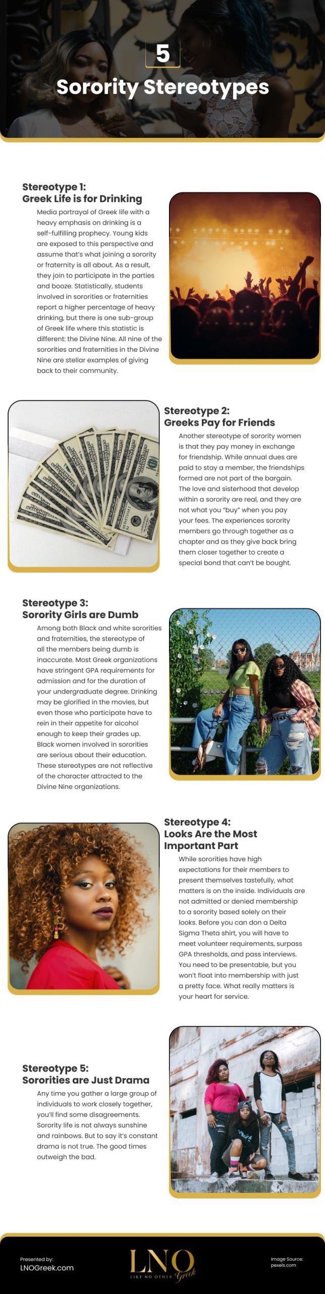 5 Sorority Stereotypes Infographic