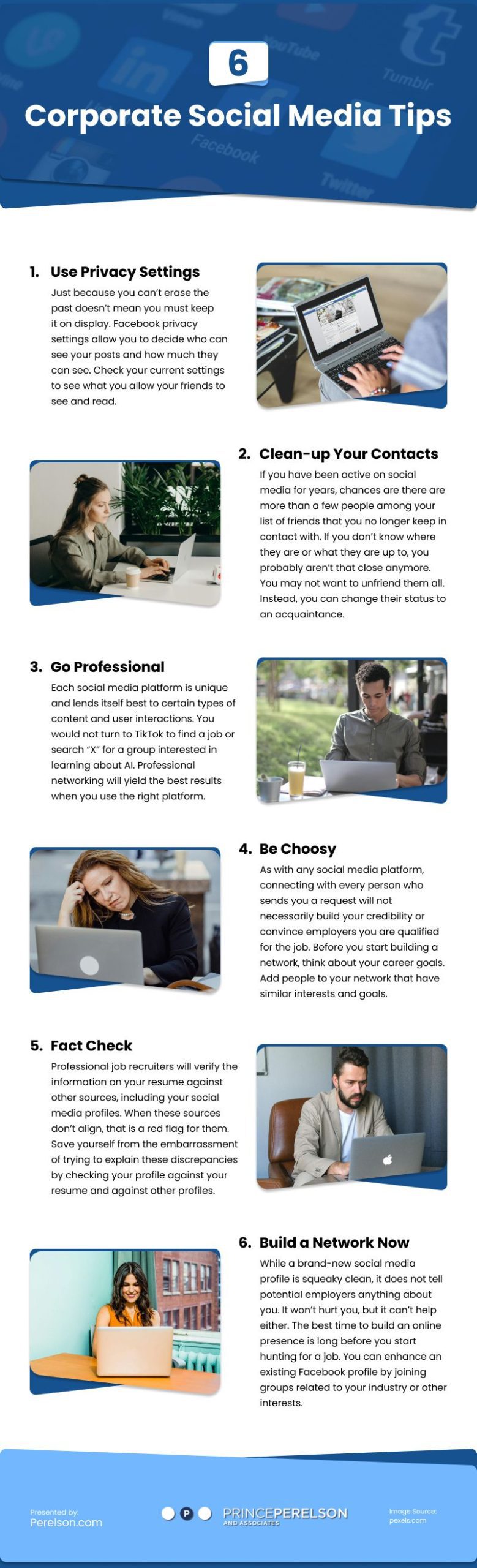 6 Corporate Social Media Tips Infographic