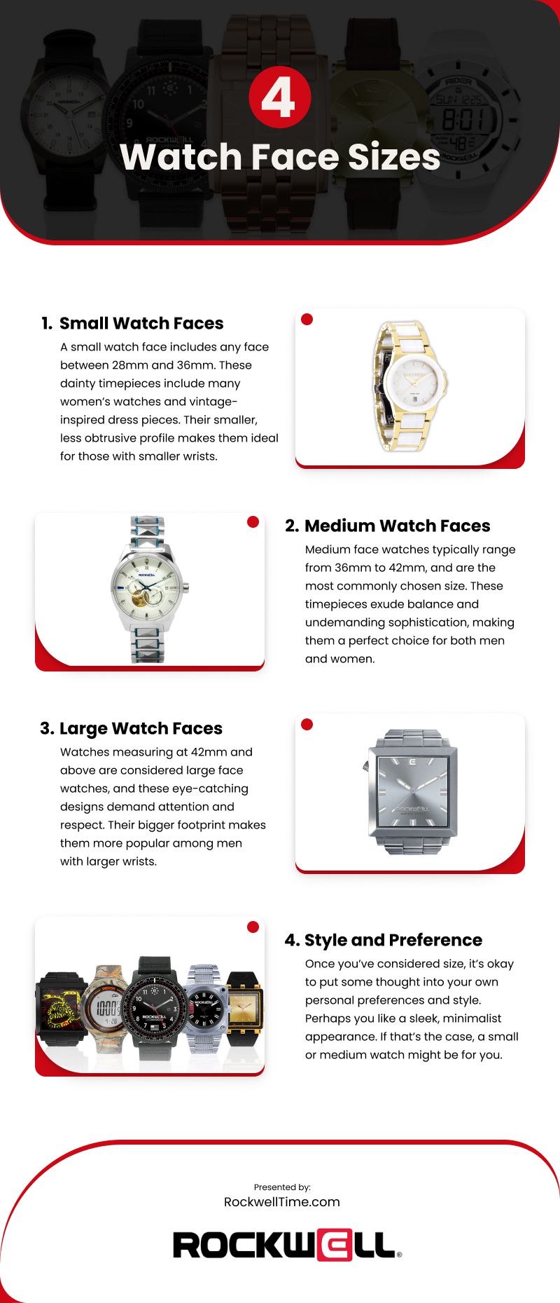 4 Watch Face Sizes Infographic