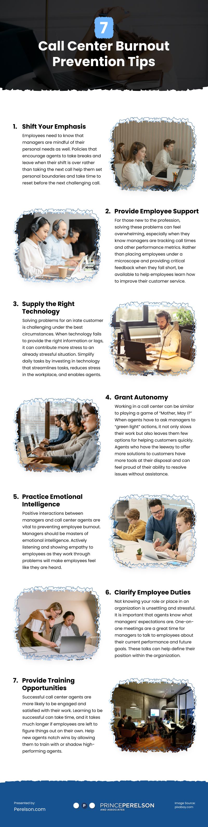 7 Call Center Burnout Prevention Tips Infographic