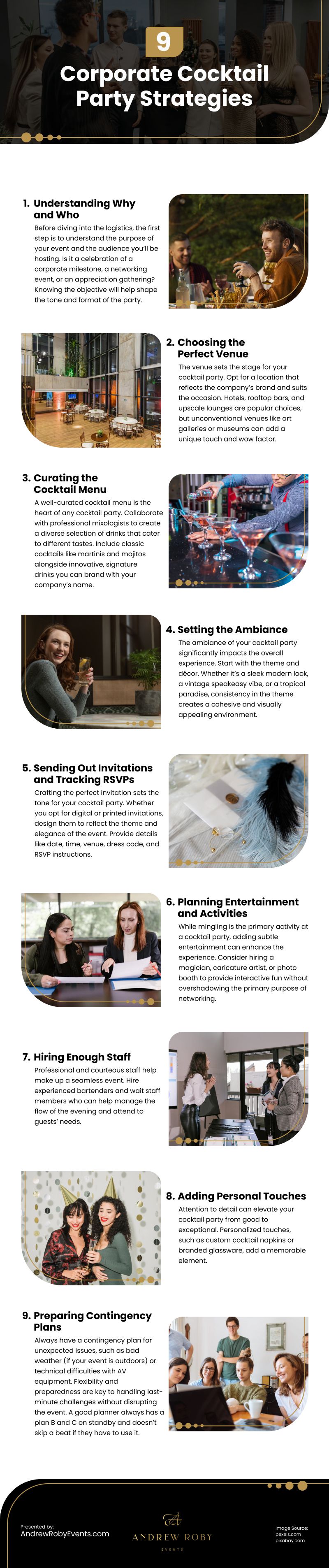 9 Corporate Cocktail Party Strategies Infographic