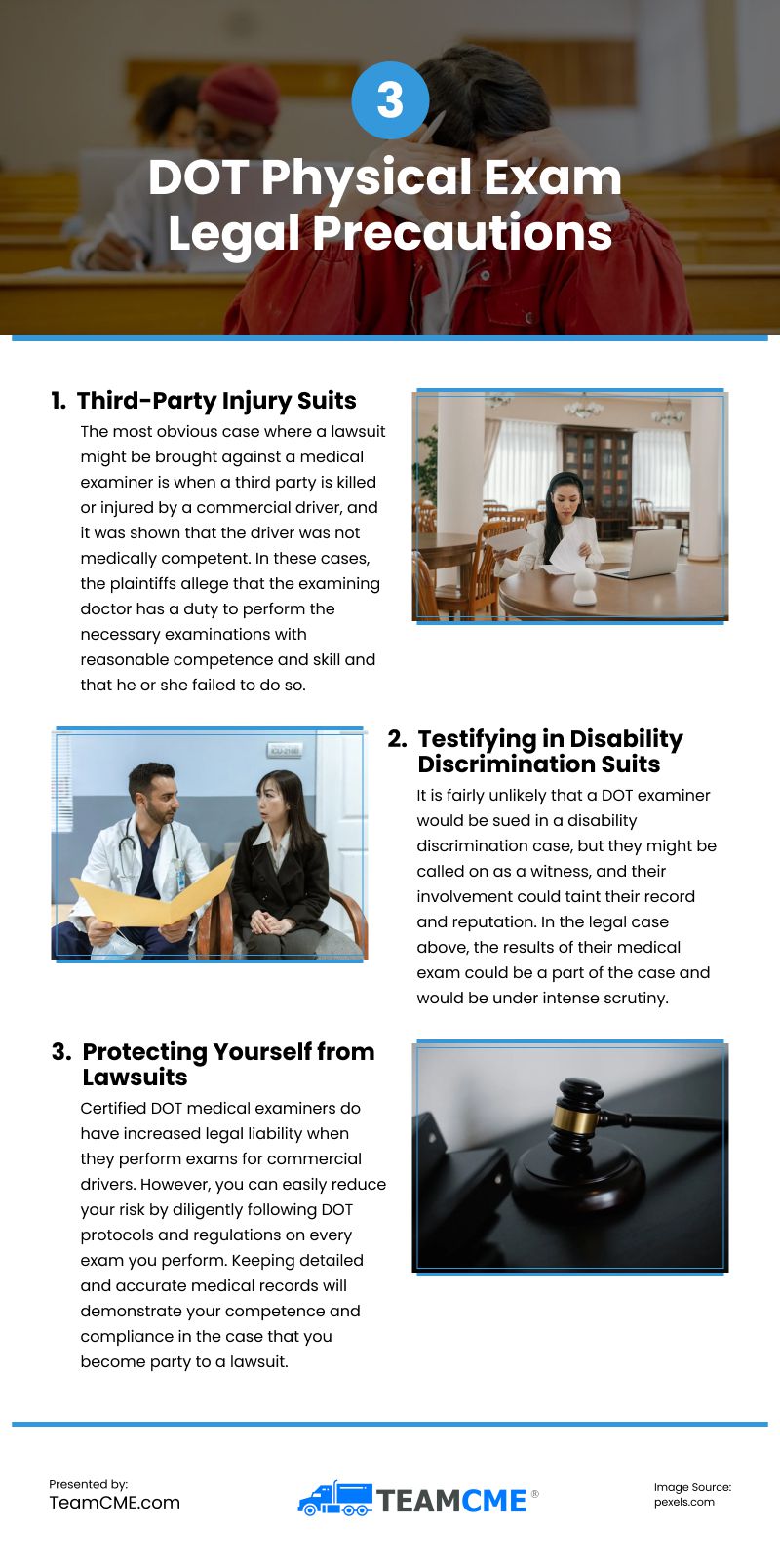 3 DOT Physical Exam Legal Precautions Infographic
