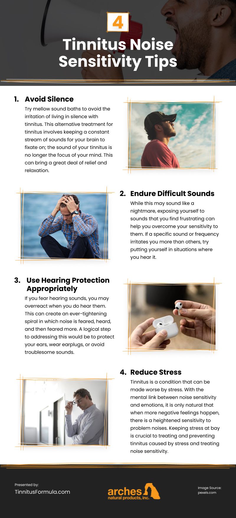 4 Tinnitus Noise Sensitivity Tips Infographic
