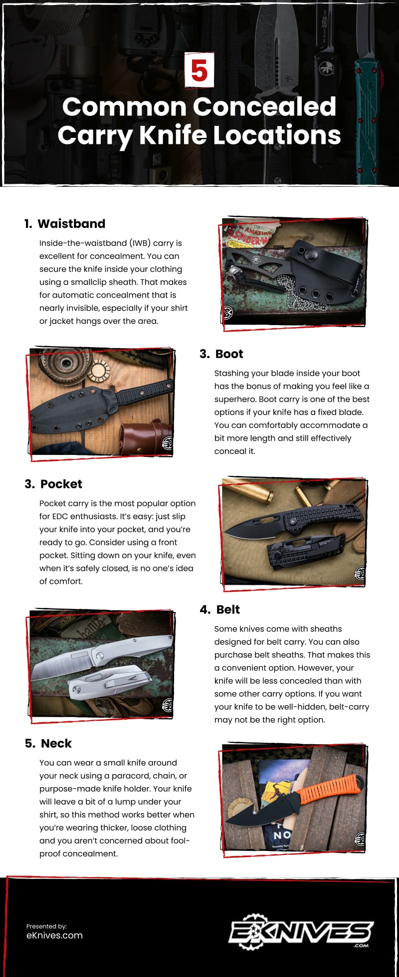 5 Common Concealed Carry Knife Locations Infographic