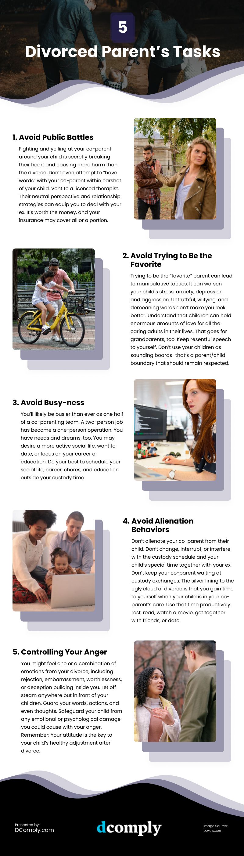 5 Divorced Parent's Tasks Infographic