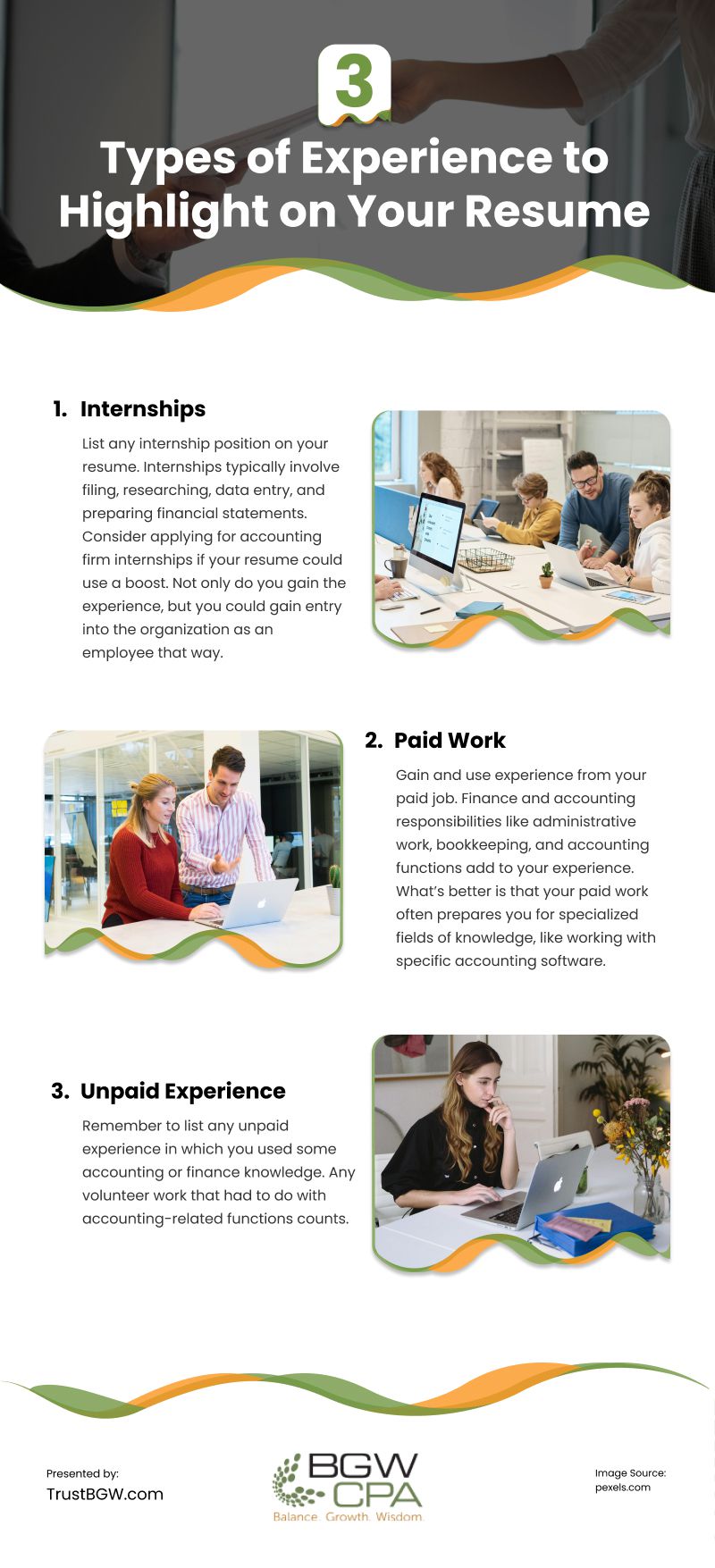 3 Types of Experience to Highlight on Your Resume Infographic