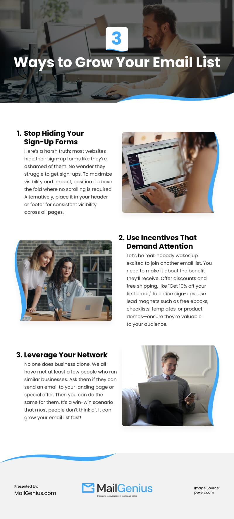 3 Ways to Grow Your Email List Infographic