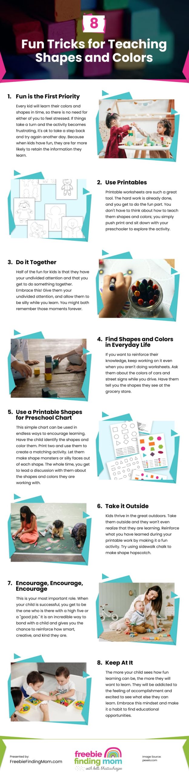 8 Fun Tricks for Teaching Shapes and Colors Infographic