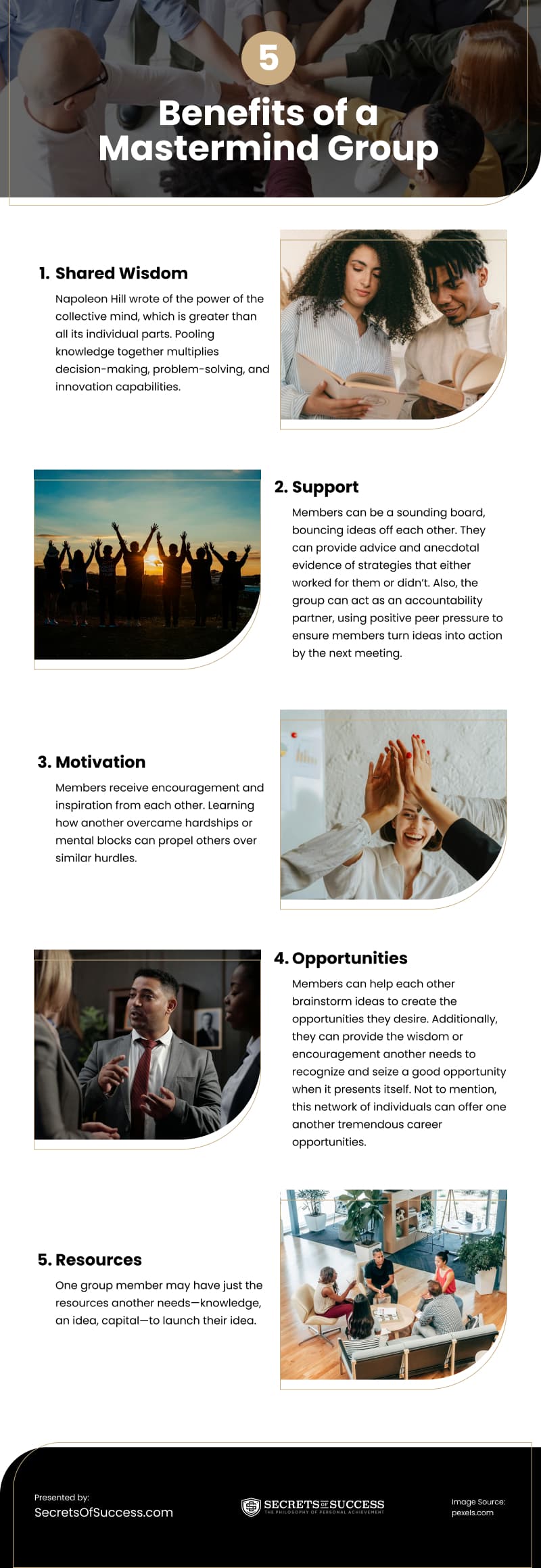 5 Benefits of a Mastermind Group Infographic