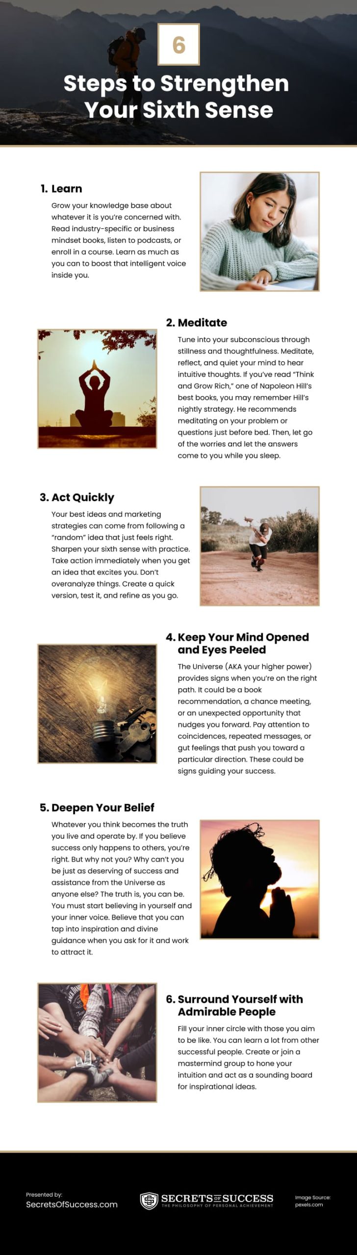 6 Steps to Strengthen Your Sixth Sense Infographic