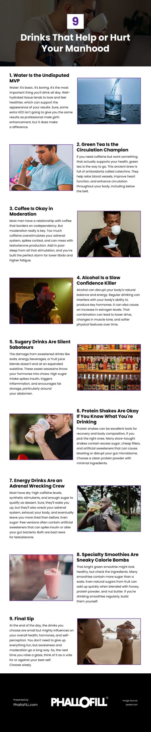 9 Drinks That Help or Hurt Your Manhood Infographic