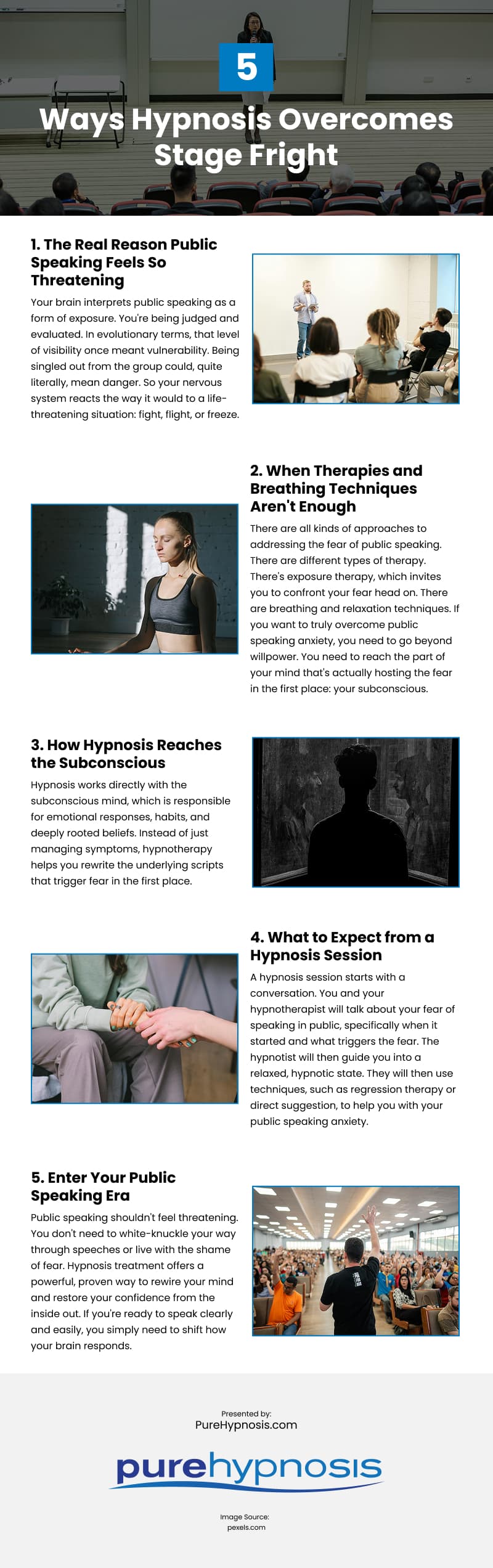 5 Ways Hypnosis Overcomes Stage Fright Infographic
